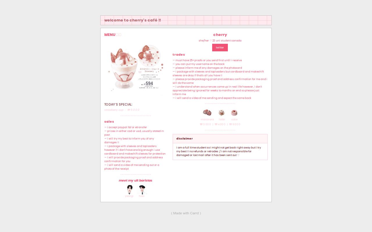 cherry's café carrd